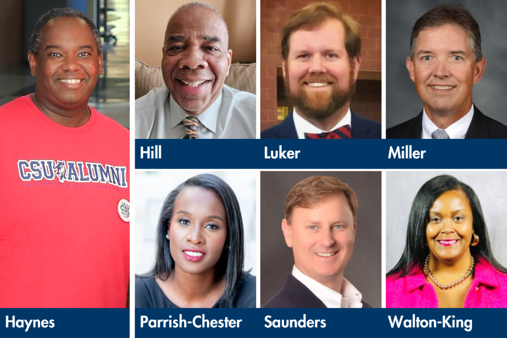 Grid of seven headshots of new officers and directors of the CSU Alumni ...