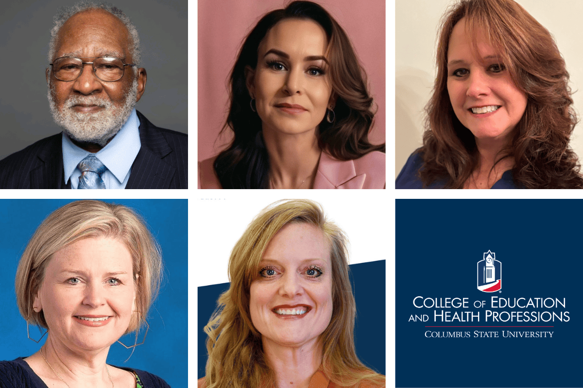 Grid of five headshots and the College of Education & Health Professions/Columbus State ...