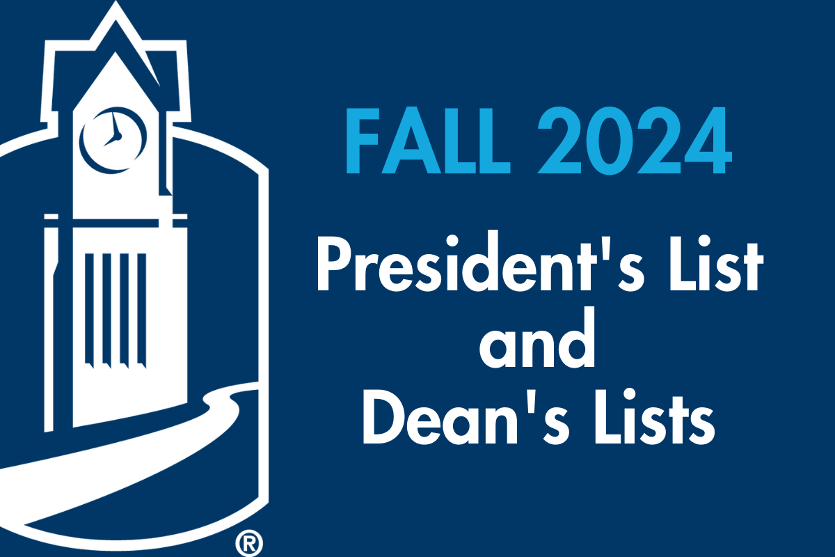 Graphic with the university's Clock Tower icon and the text: Fall 2024 President's List and Dean ...